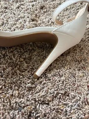 Material Girl | Shoes | Material Girl White Opentoe Ankle Strap Heels ...